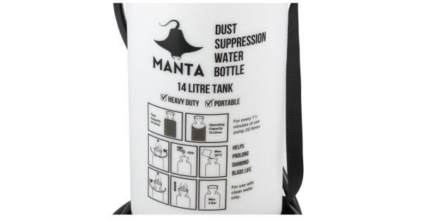 Manta Dust Suppression Water Bottle Container Tank 14 Litre