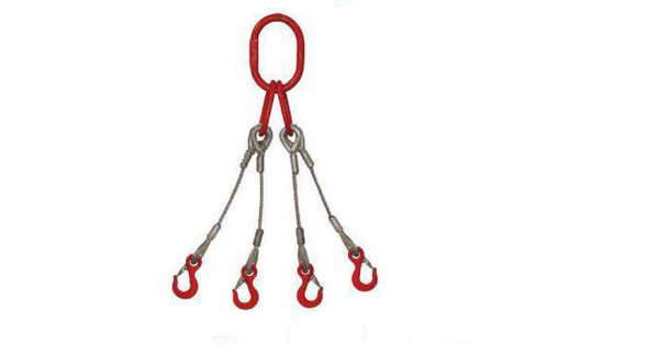 Four Leg Wire Rope Sling from 5mm Dia (580Kgs) up to 16mm dia(6.9 tonne)
