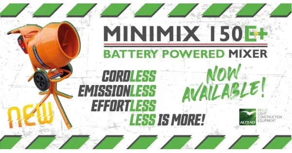 Belle Minimix 150E+ Emission-Free, Battery-Powered Cement Mixer